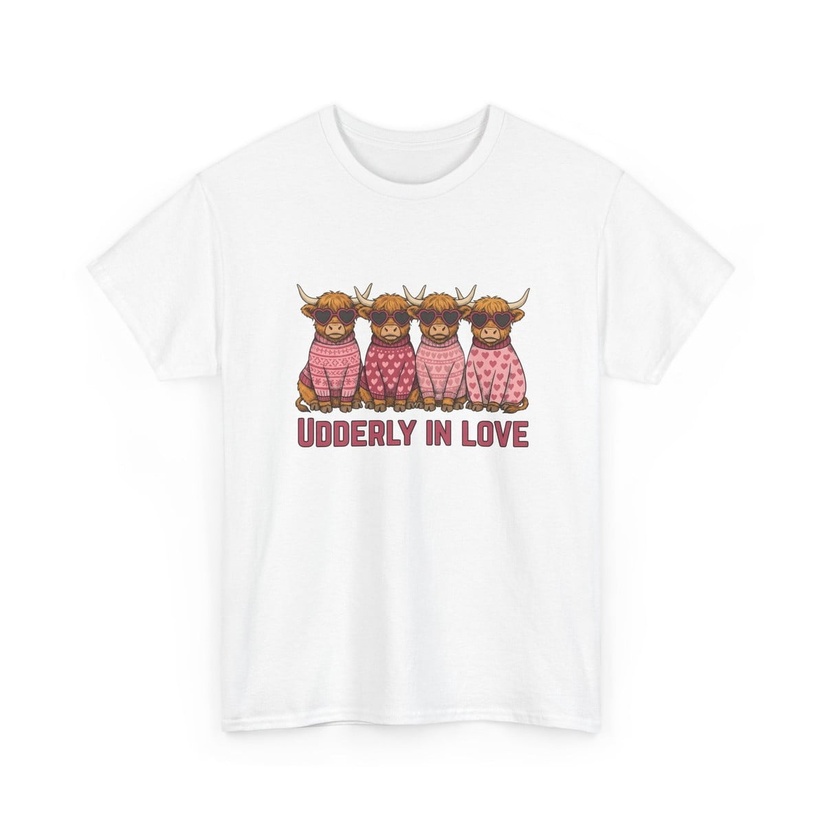 Highland Cattle St Valentines Day Pets Gift Women Cartoon Cow T-Shirt ...