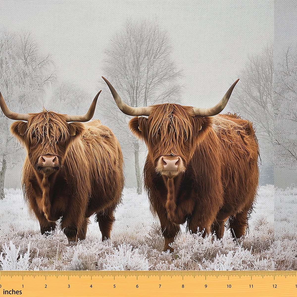 Highland Cattle Upholstery Fabric by the Yard,Cute Brown Cow Decorative ...