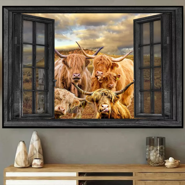 Highland Cattle Out Window Farming Famer Farm Animals Poster NO FRAMED ...