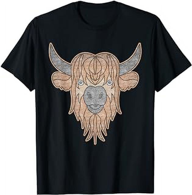 Highland Cattle design head Farmer imprint motif with cow T-Shirt ...