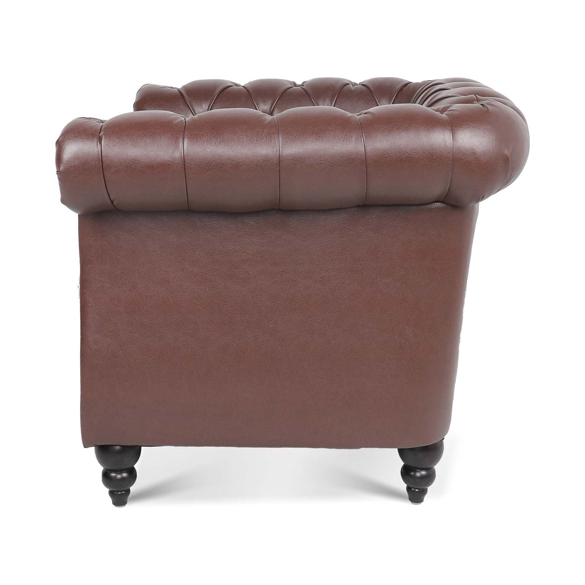 Highland Chesterfield Upholstered Accent Chair in PU with Tufted Back ...
