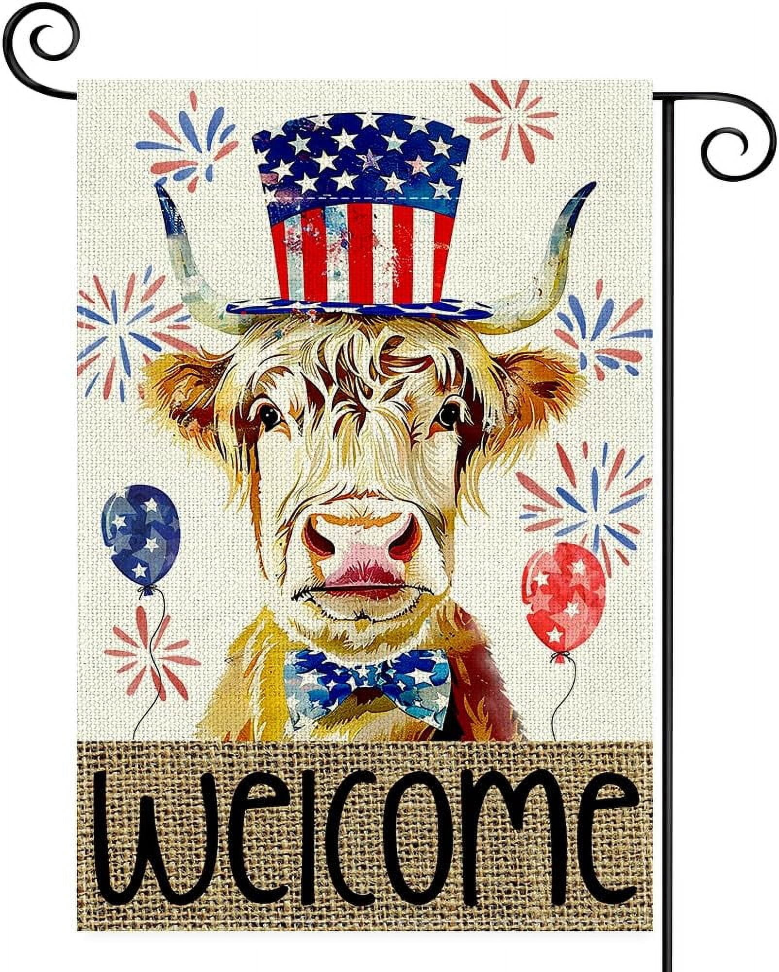 Highland Cow 4th Of July Mini Garden Flag Double Sided, Best Chocie ...