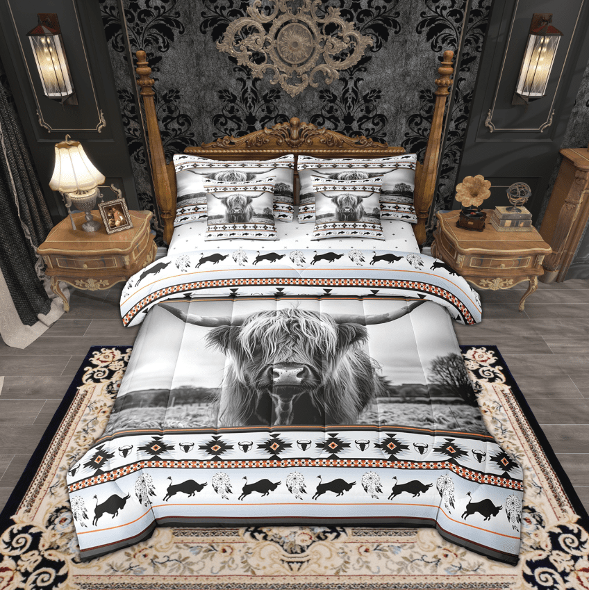 Highland Cow 7 Piece Comforter Set Full Bed in a Bag,Tribe Arrow ...