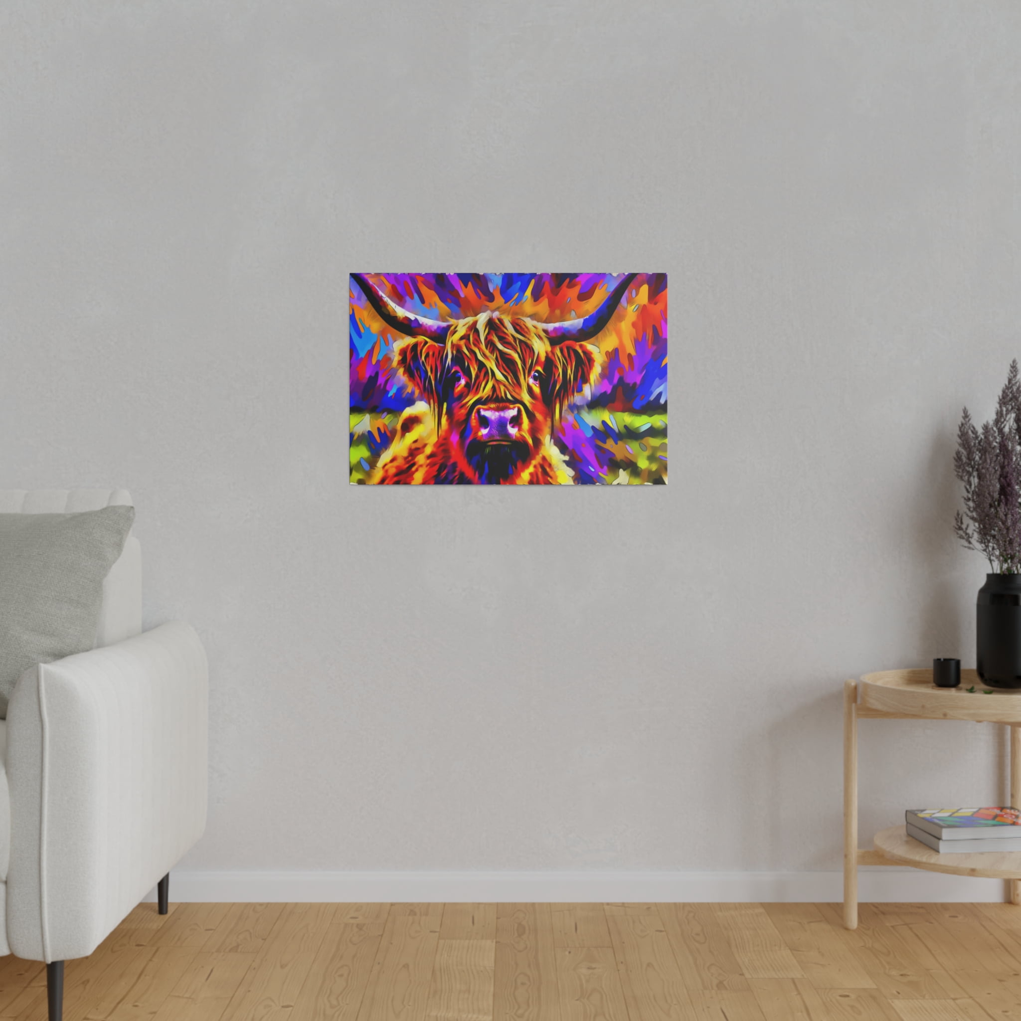 Highland Cow Abstract - Canvas Wall Decor Wall Art Home Decor Bull ...