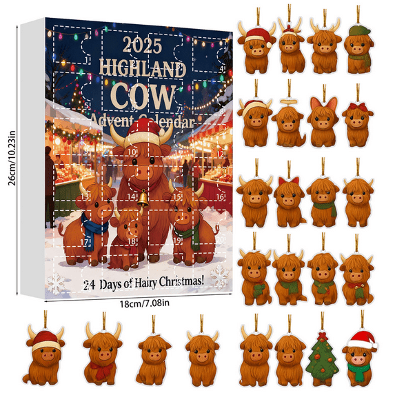 Highland Cow Advent Calendar 2025 2026 Christmas Halloween Countdown ...