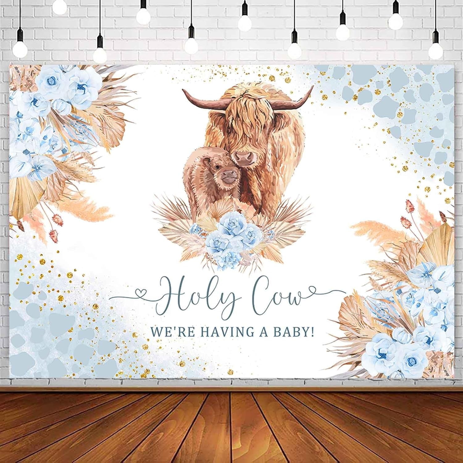 Highland Cow Baby Shower Backdrop Boy Holy Cow We are Having a Baby ...