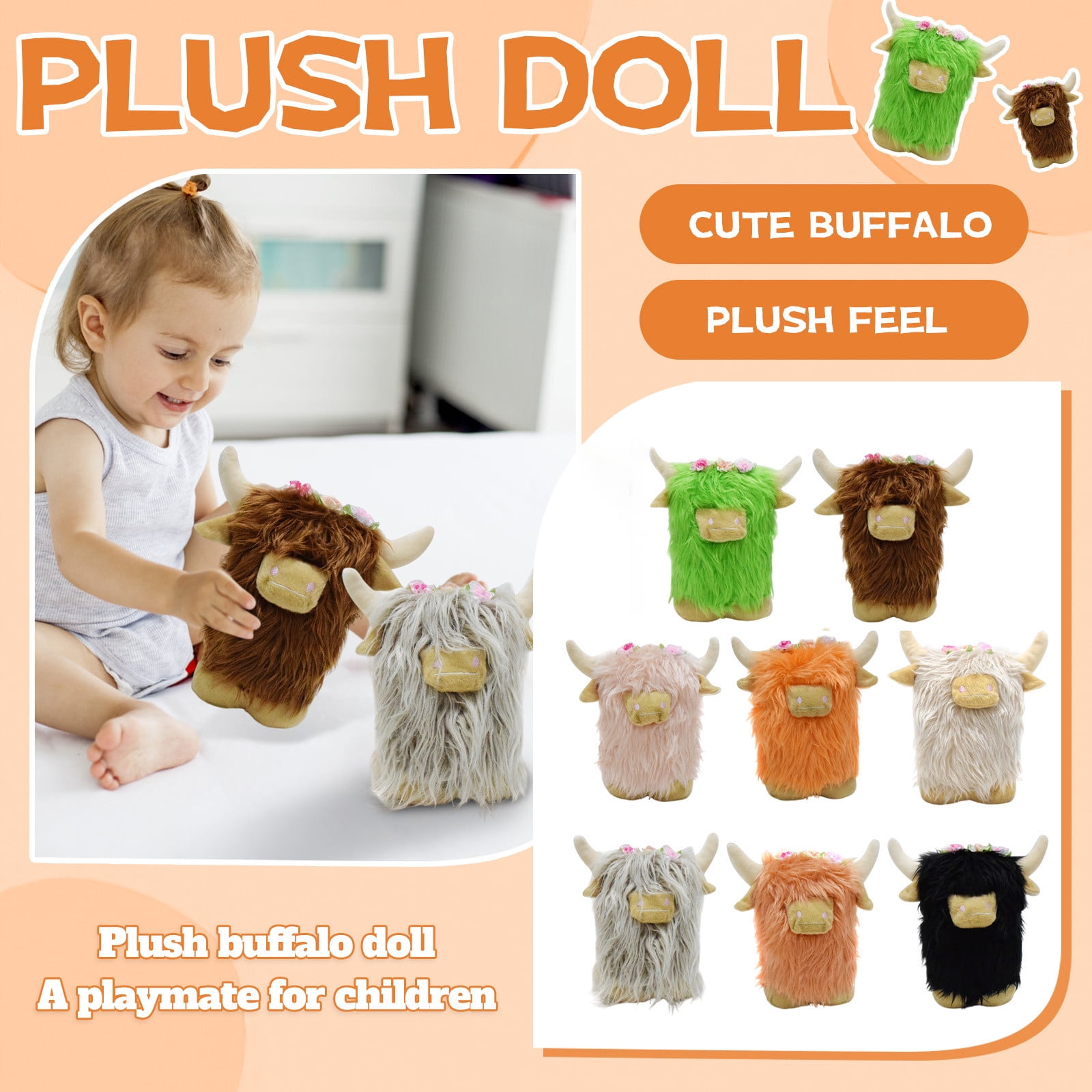 Highland Cow Baby Stuff Realistic Scottish Cow Plush Toy Highland Cow ...