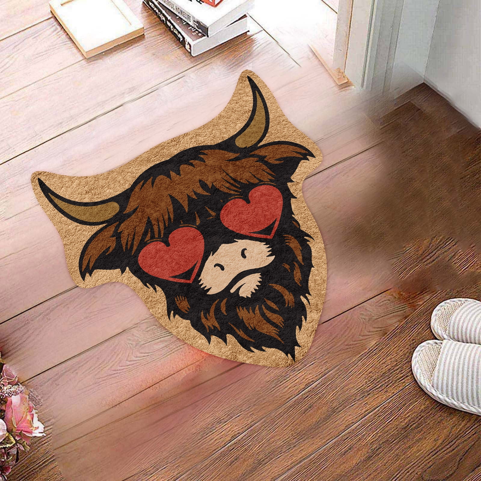 Highland Cow Bath Mat Cow Bathroom Rug Western Animal Shaped Rug Non ...