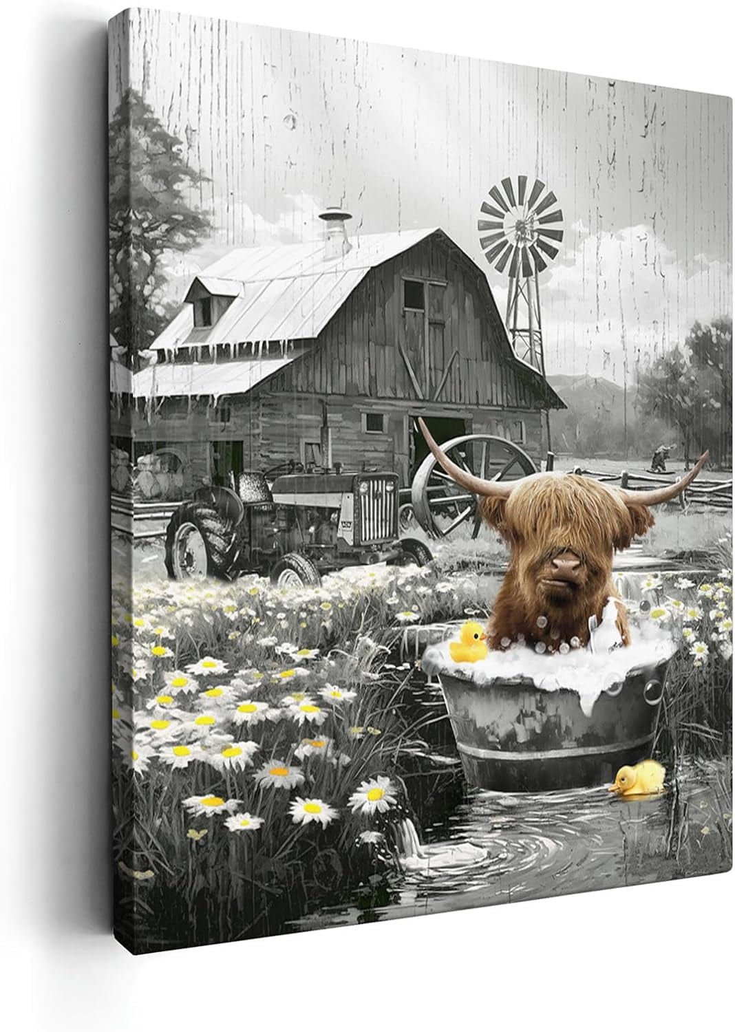Highland Cow Bathroom Decor Wall Art Funny Bathroom Farm Cow Canvas ...