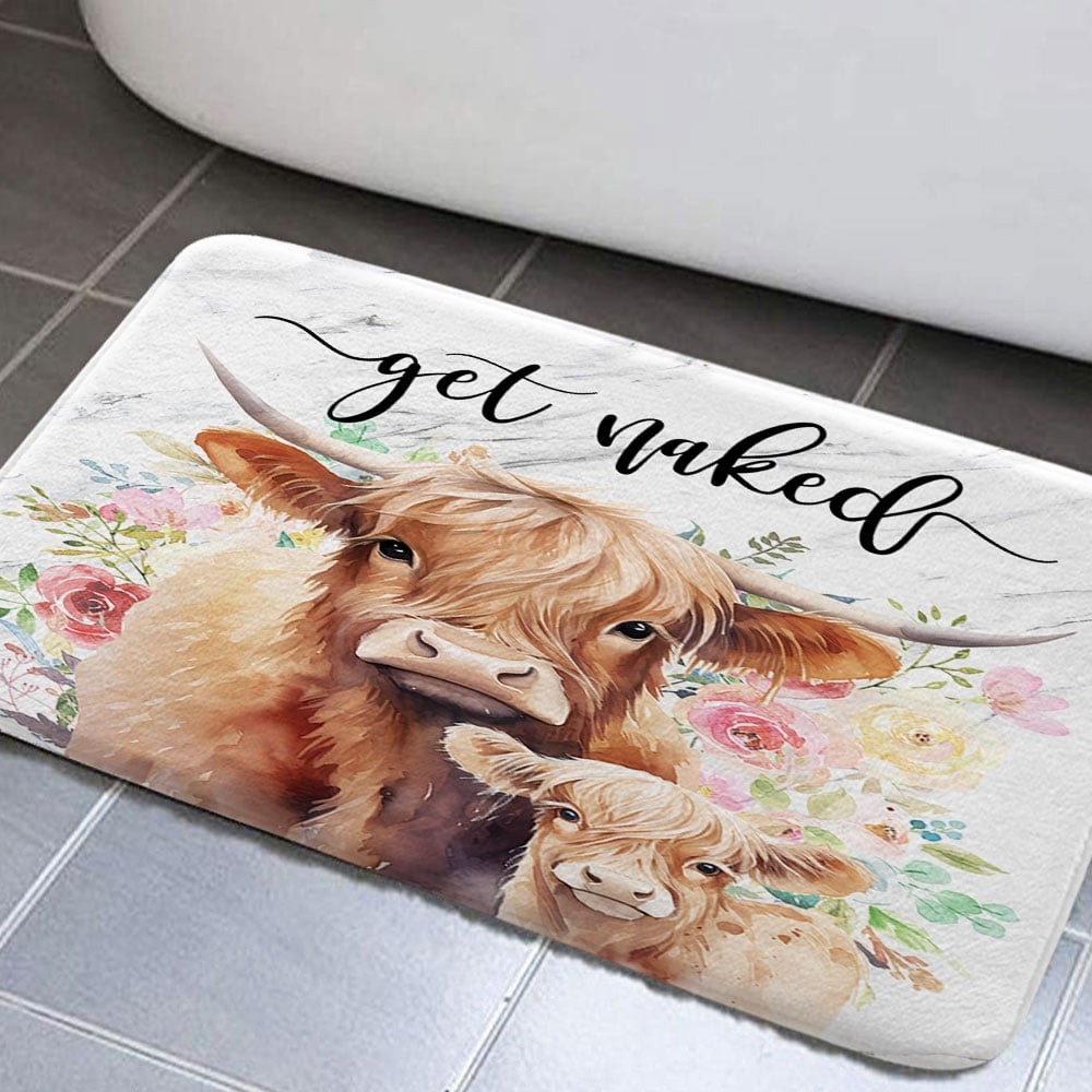 Highland Cow Bathroom Rugs Funny Get Naked Bathroom Rugs Farmhouse ...