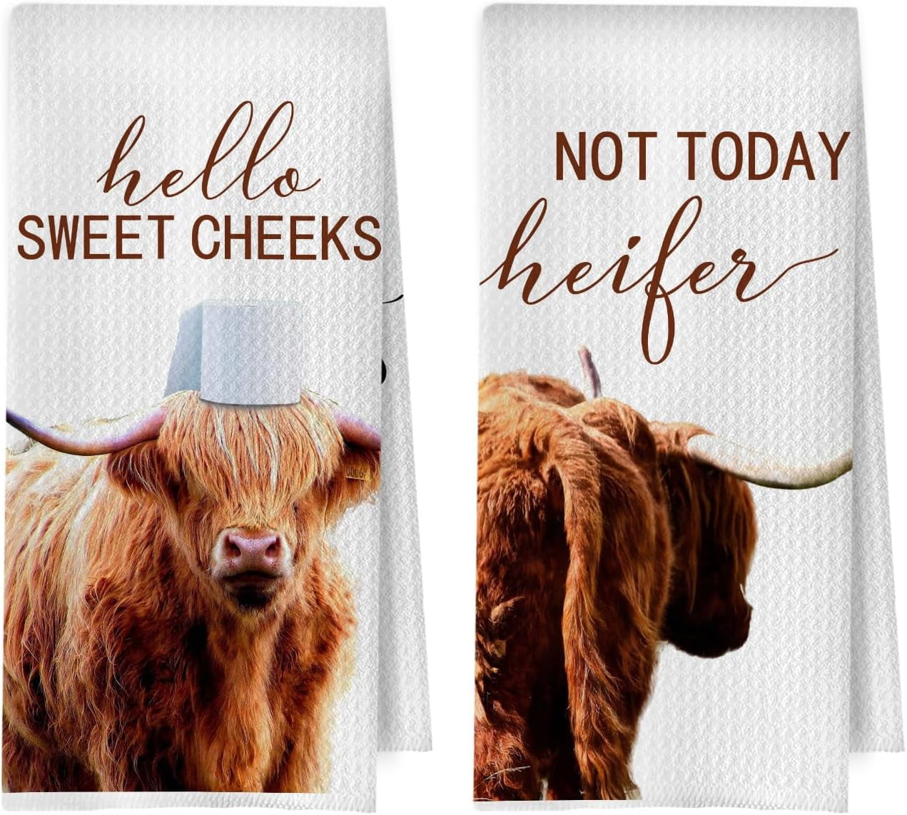 Highland Cow Bathroom Towels Set - Farmhouse Cow Decorative Hand Towels ...