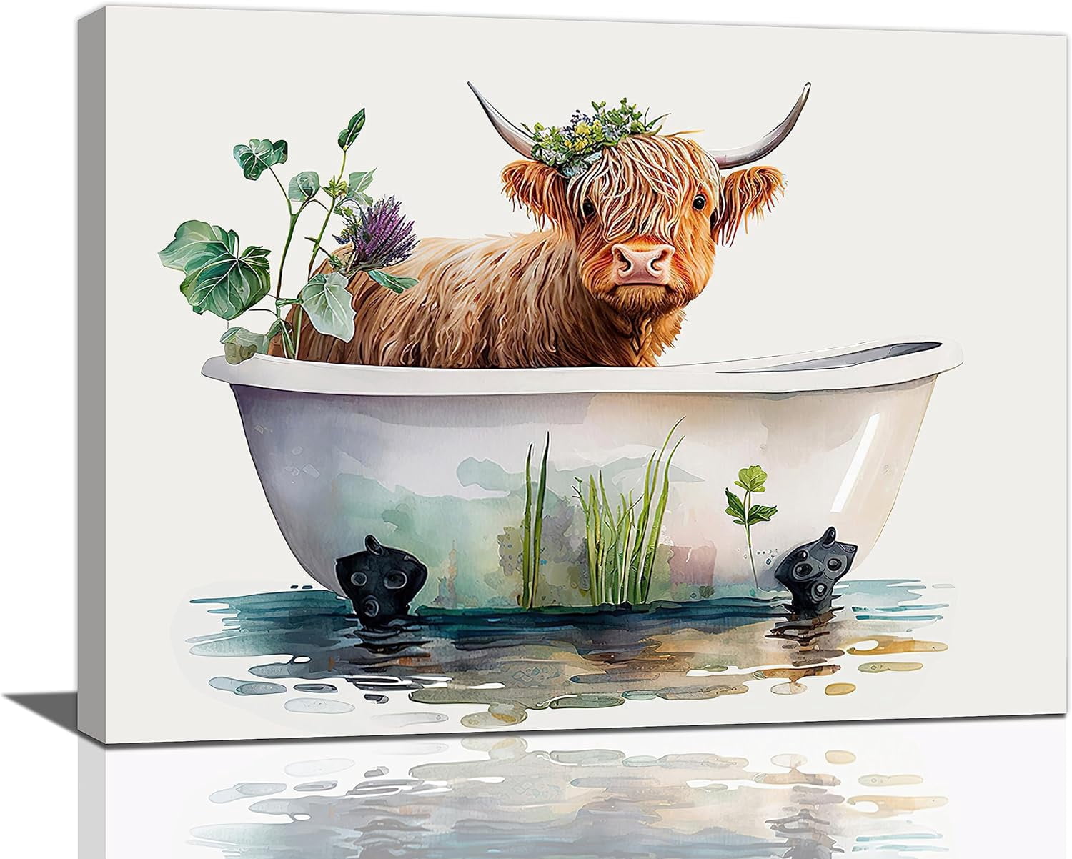 Highland Cow Bathroom Wall Art Longhorn Cow Bathtub Wall Decor ...