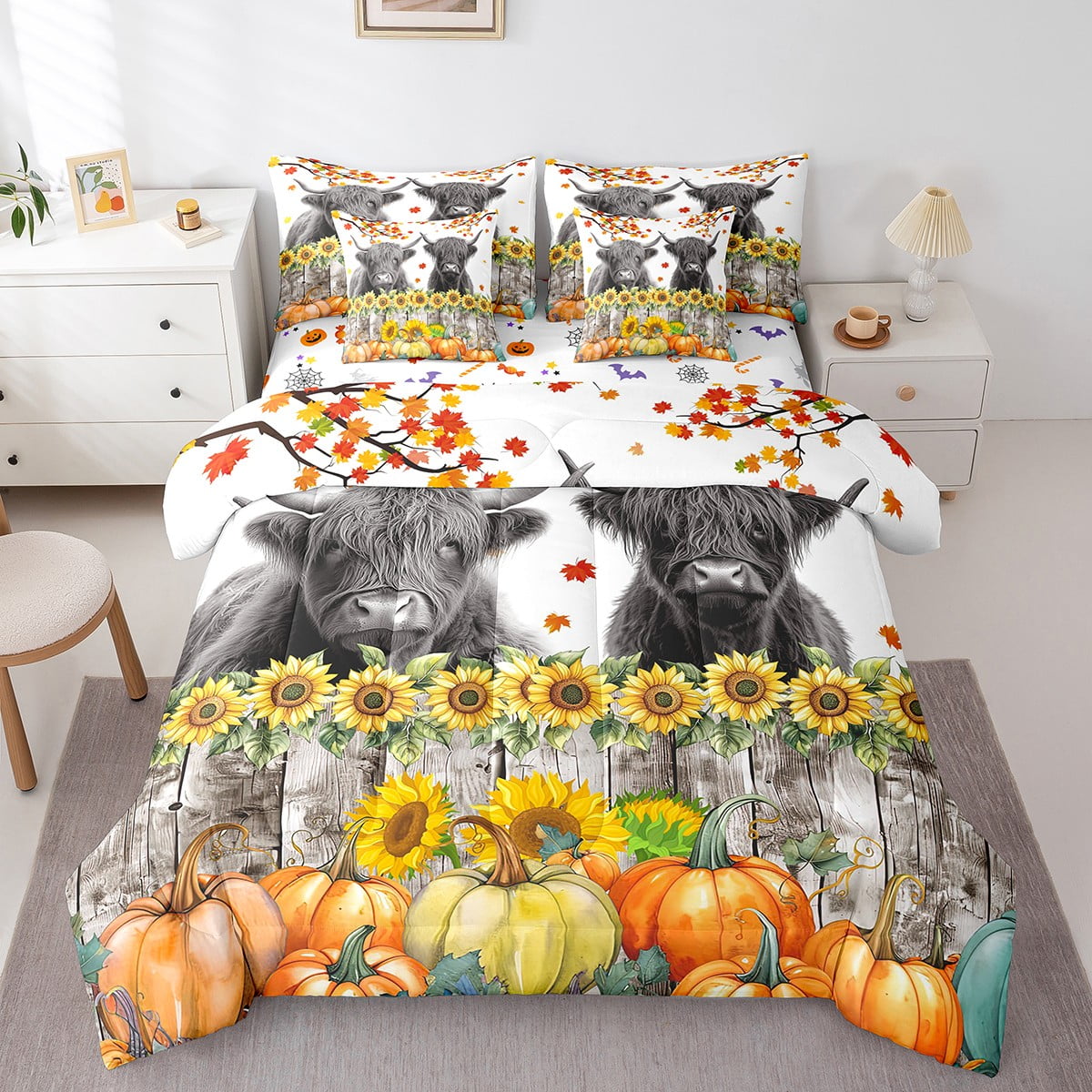 Highland Cow Bed in a Bag King Size Comforter Set 7 Pieces Longhorn ...