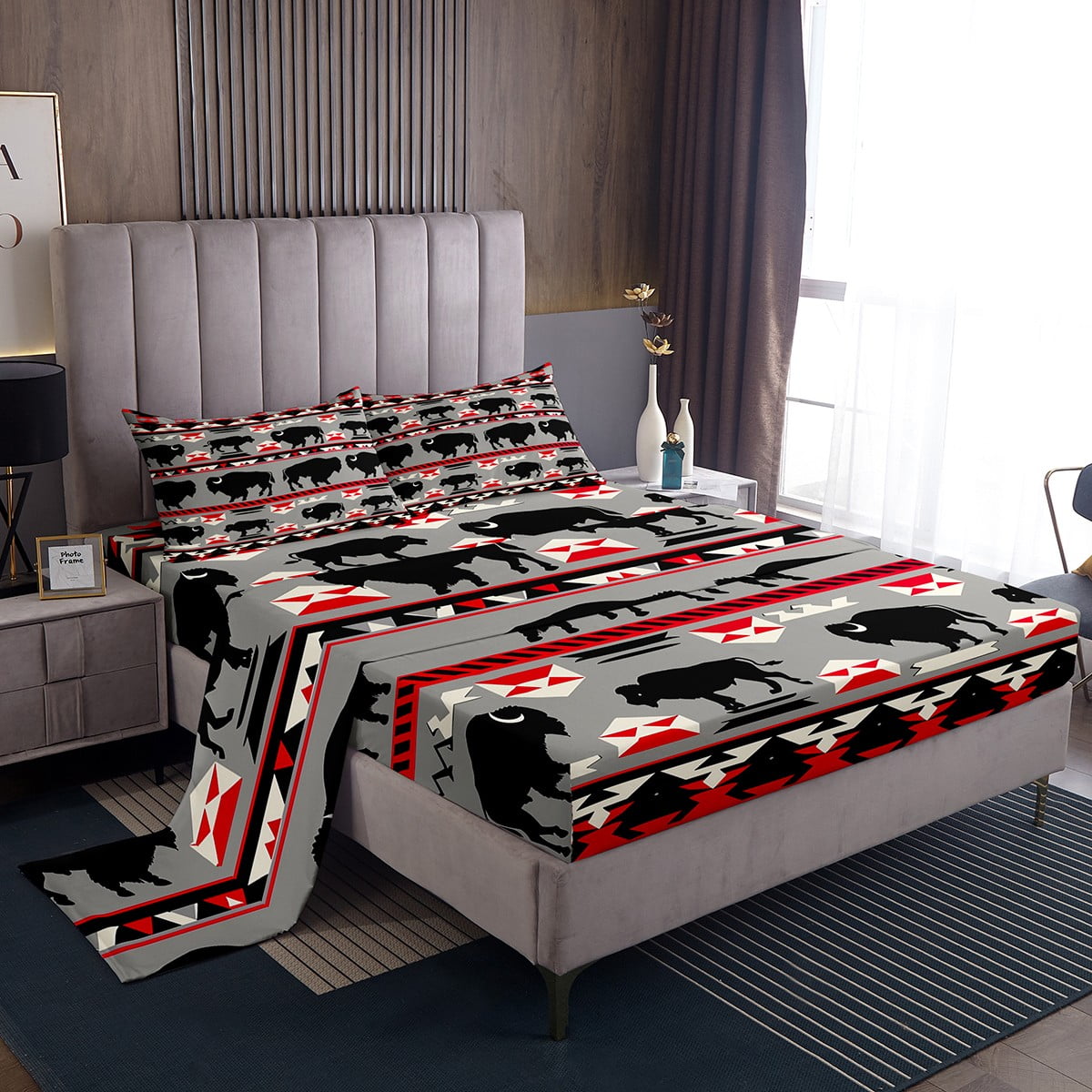 Highland Cow Bed Sheets Set Geometric Aztec Sheet Set King,Southwestern ...