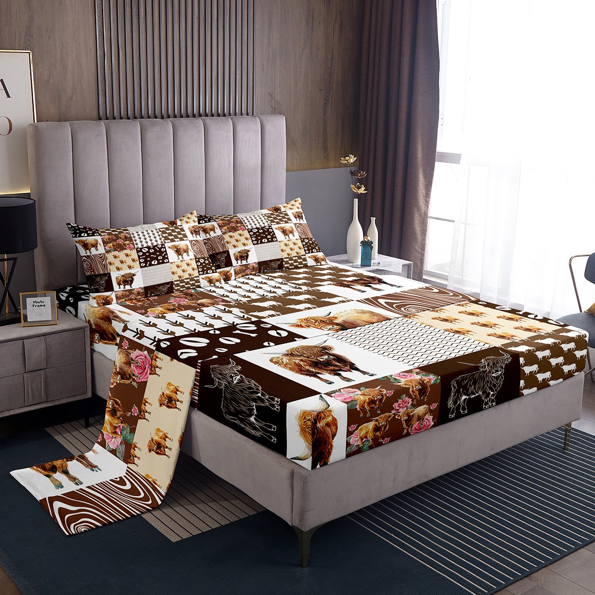 Highland Cow Bed Sheets Set Western Animals Sheets,Cowgirl Farm ...