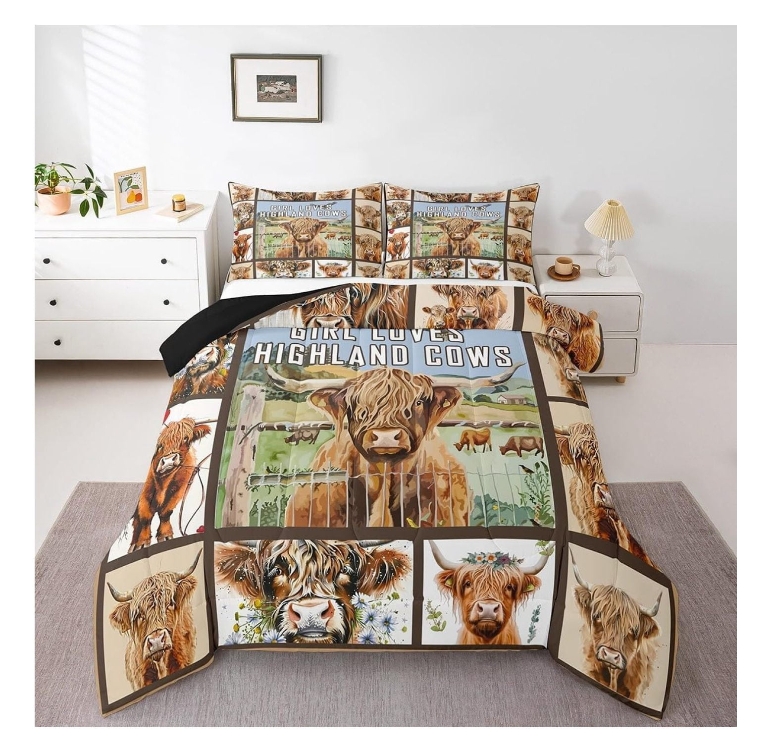 Highland Cow Bedding Set Boys Girls Queen Size Highland Cattle ...