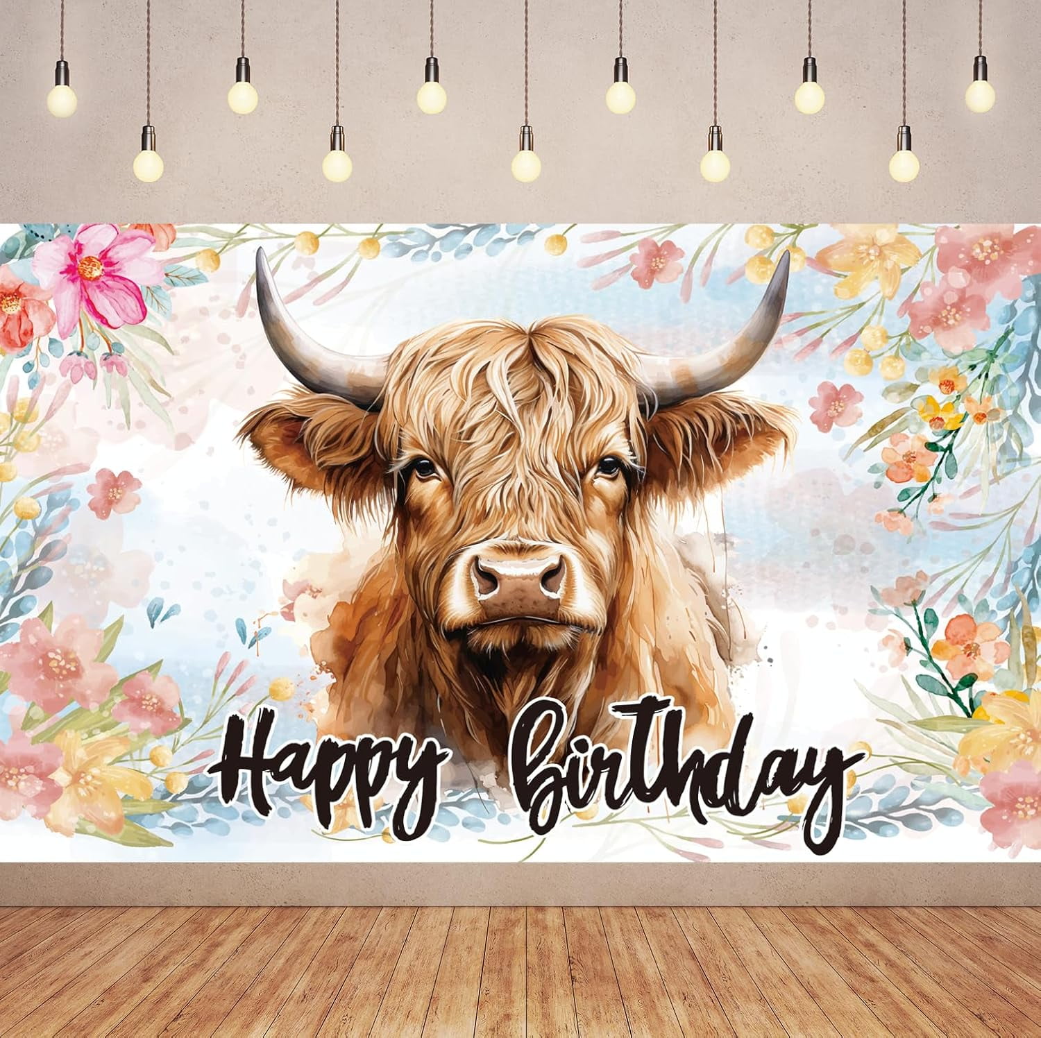 Highland Cow Birthday Banner Party Decorations, Highland Cow Happy ...