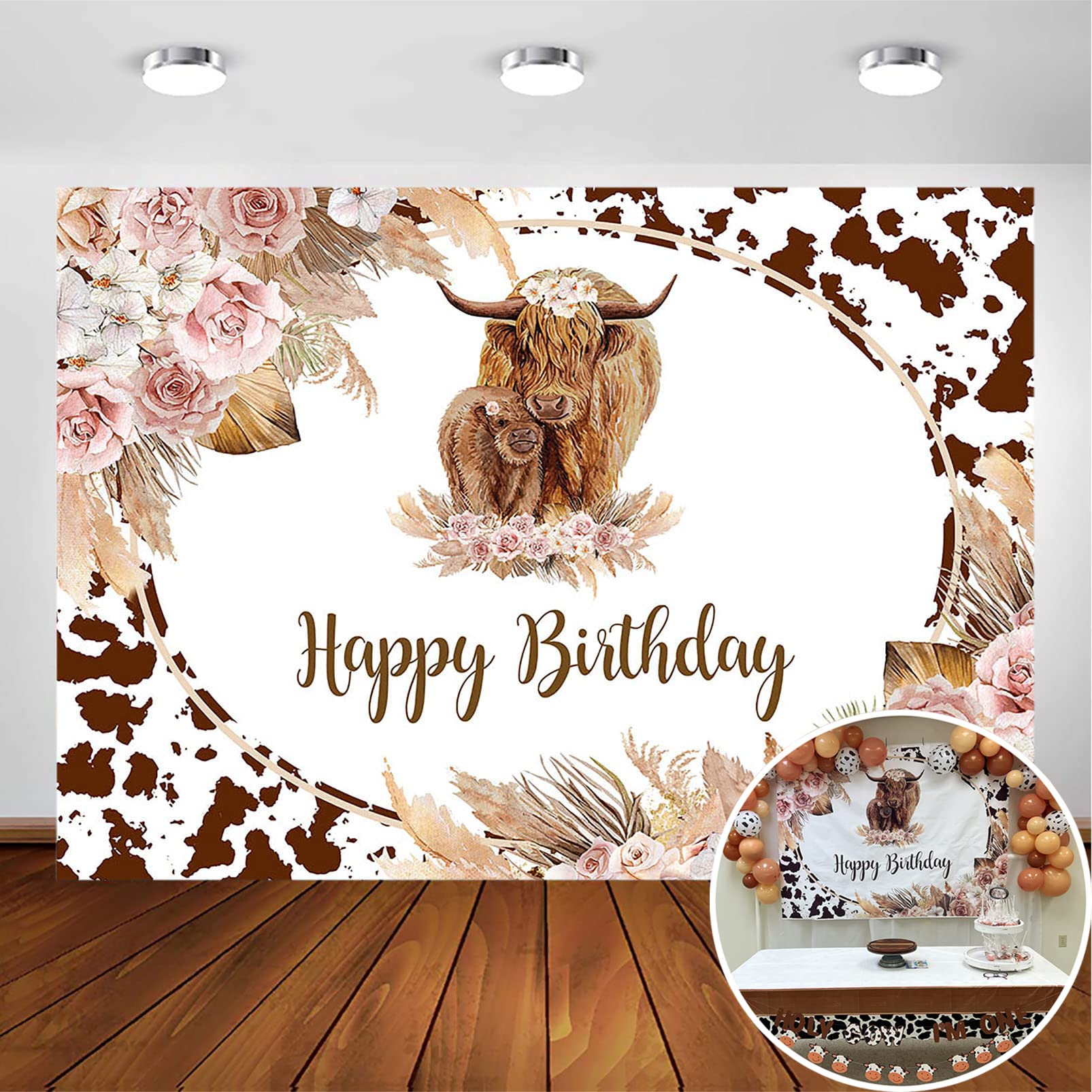 Highland Cow Birthday Decor - Brown Cattle Party Background - Farm ...