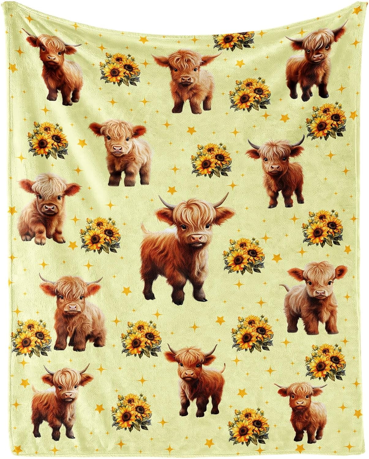 Highland Cow Blanket, 40"x50" Flannel Cute Highland Cow Themed ...
