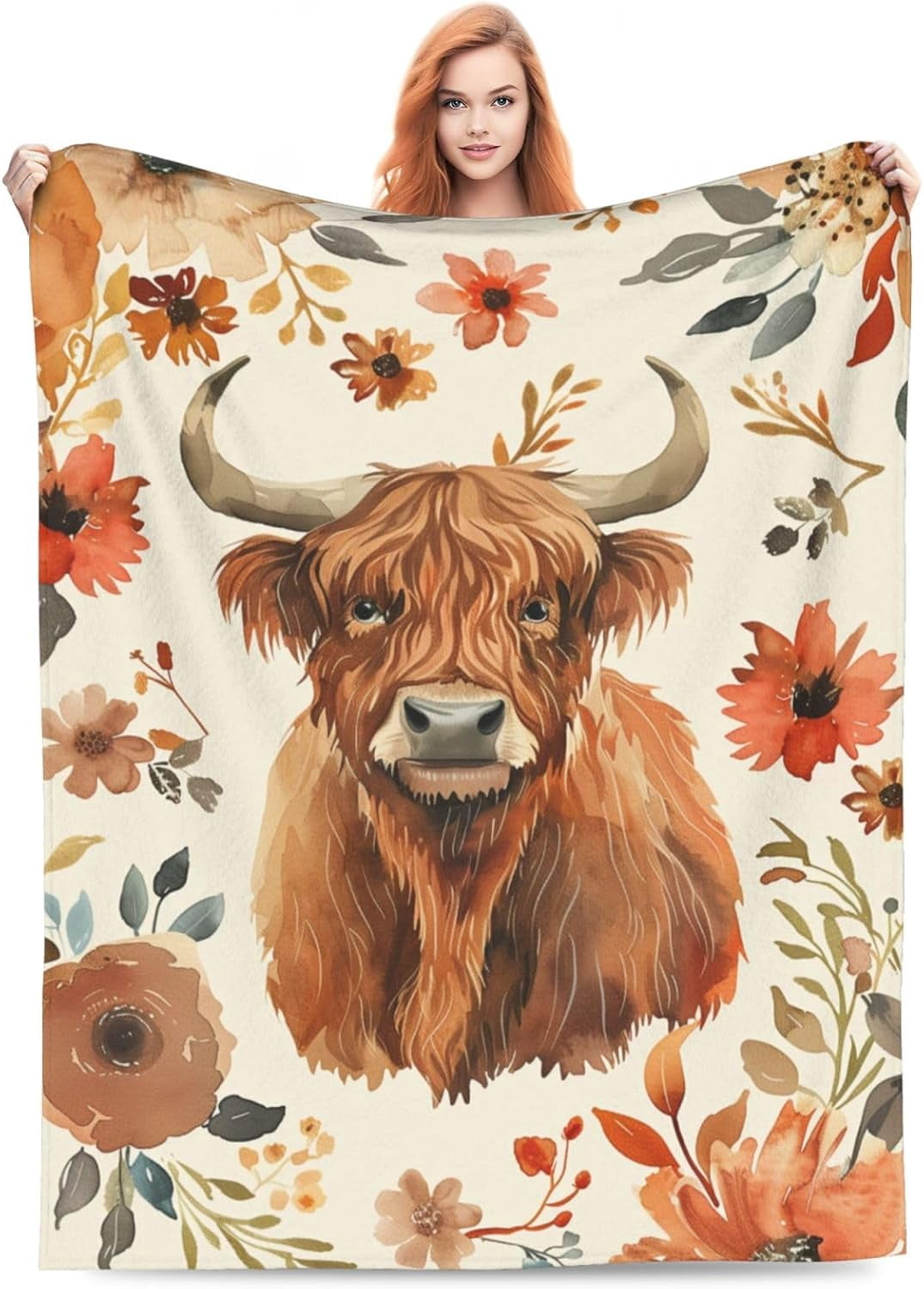 Highland Cow Blanket for Adults Kids Girls, Flannel Highland Cow ...