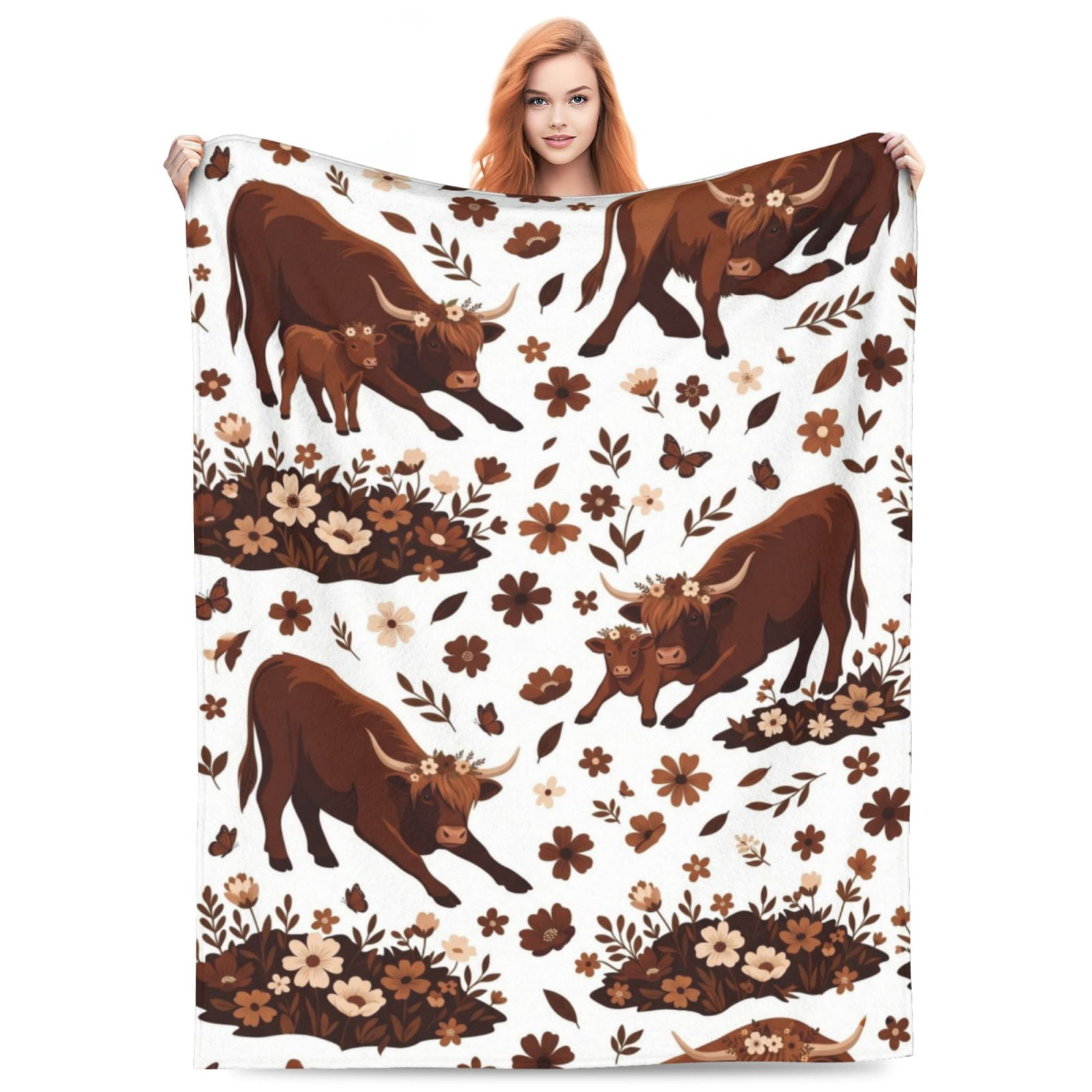 Highland Cow Blanket, Cozy Soft Throw, Farmhouse Animal Home Decor for ...