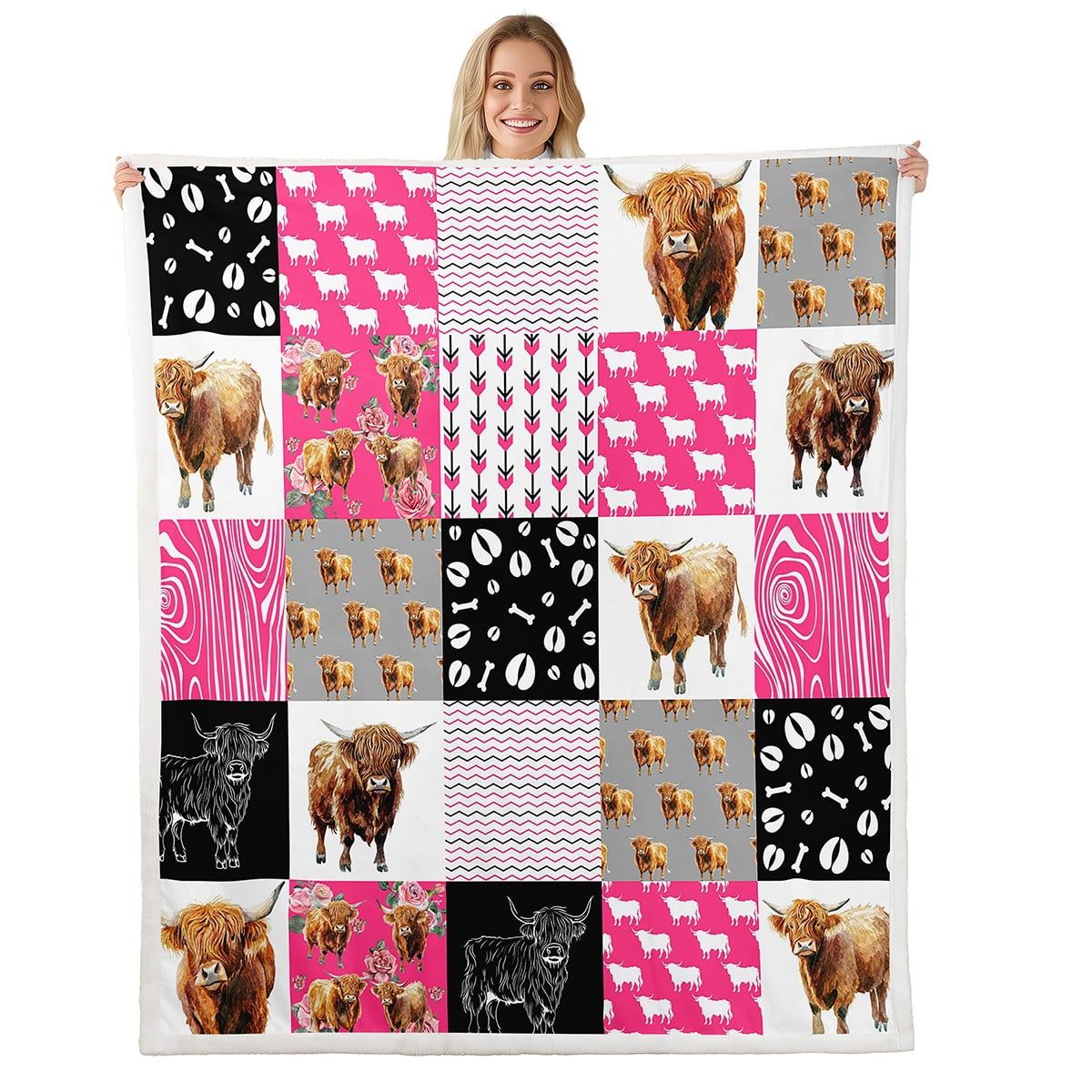 Highland Cow Blanket Farm Animals Throw Blanket 40"x50",Western Cowboy Longhorn Bull Cattle ...