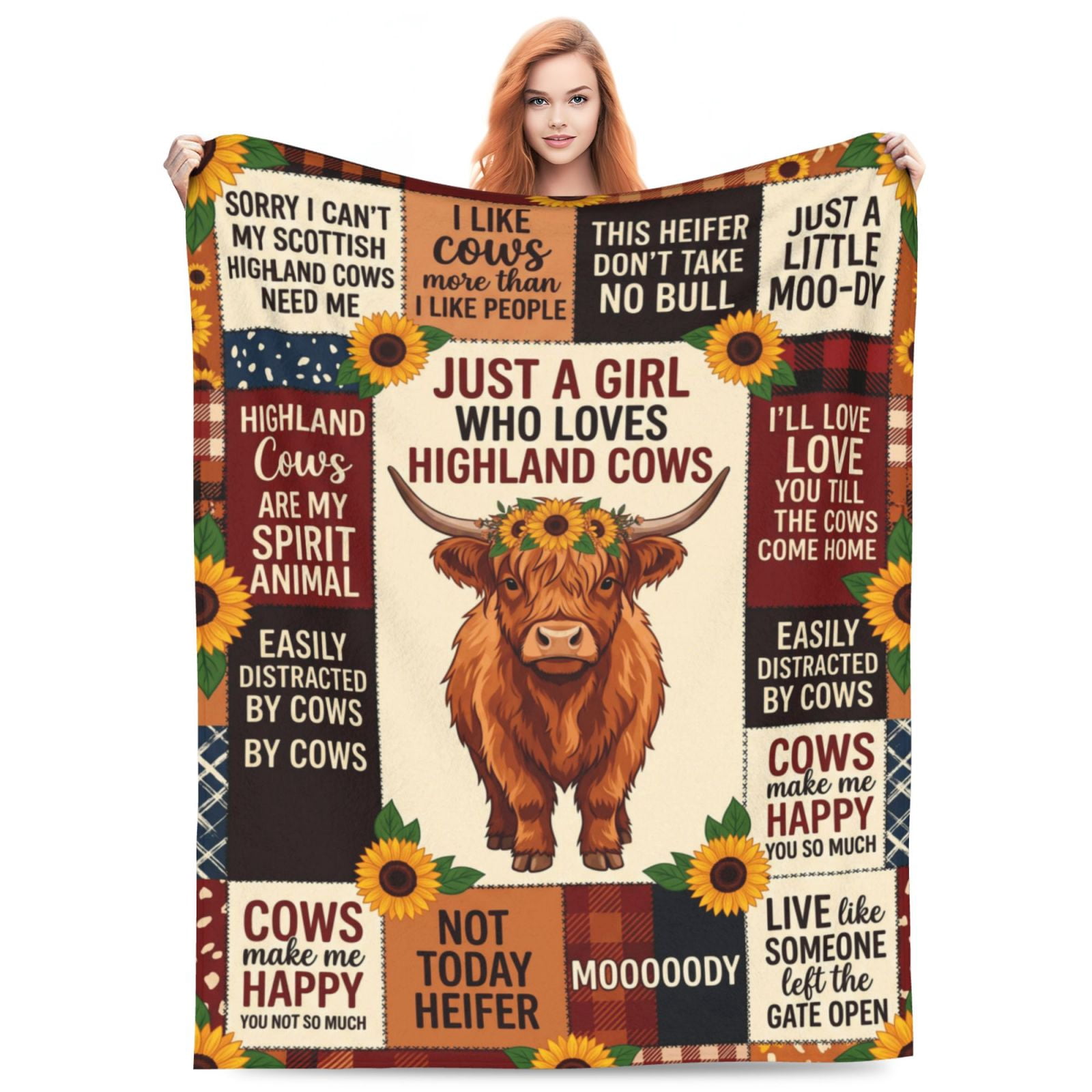 Highland Cow Blanket, Soft Cozy Cow Print Throw, Farmhouse Home Decor ...