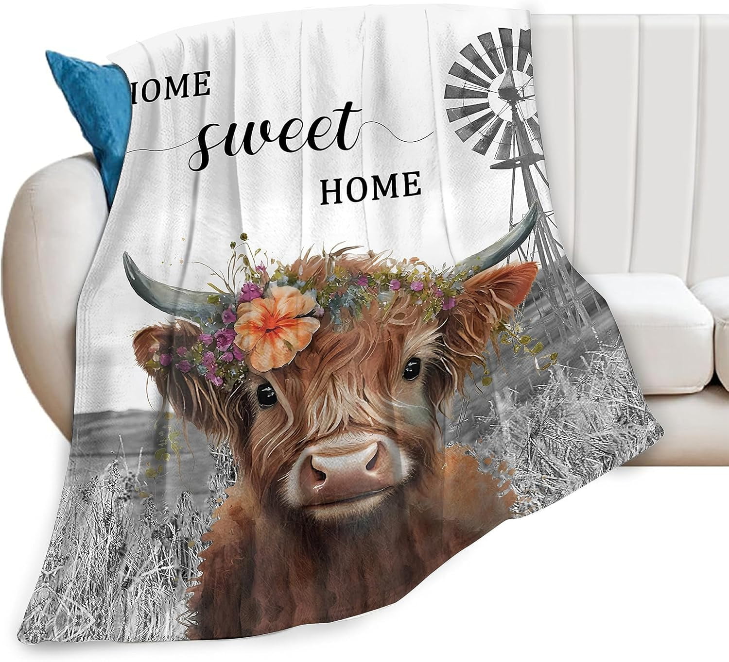 Highland Cow Blanket Soft Cozy Farmhouse Cow Cattle Fleece Plush Decor ...