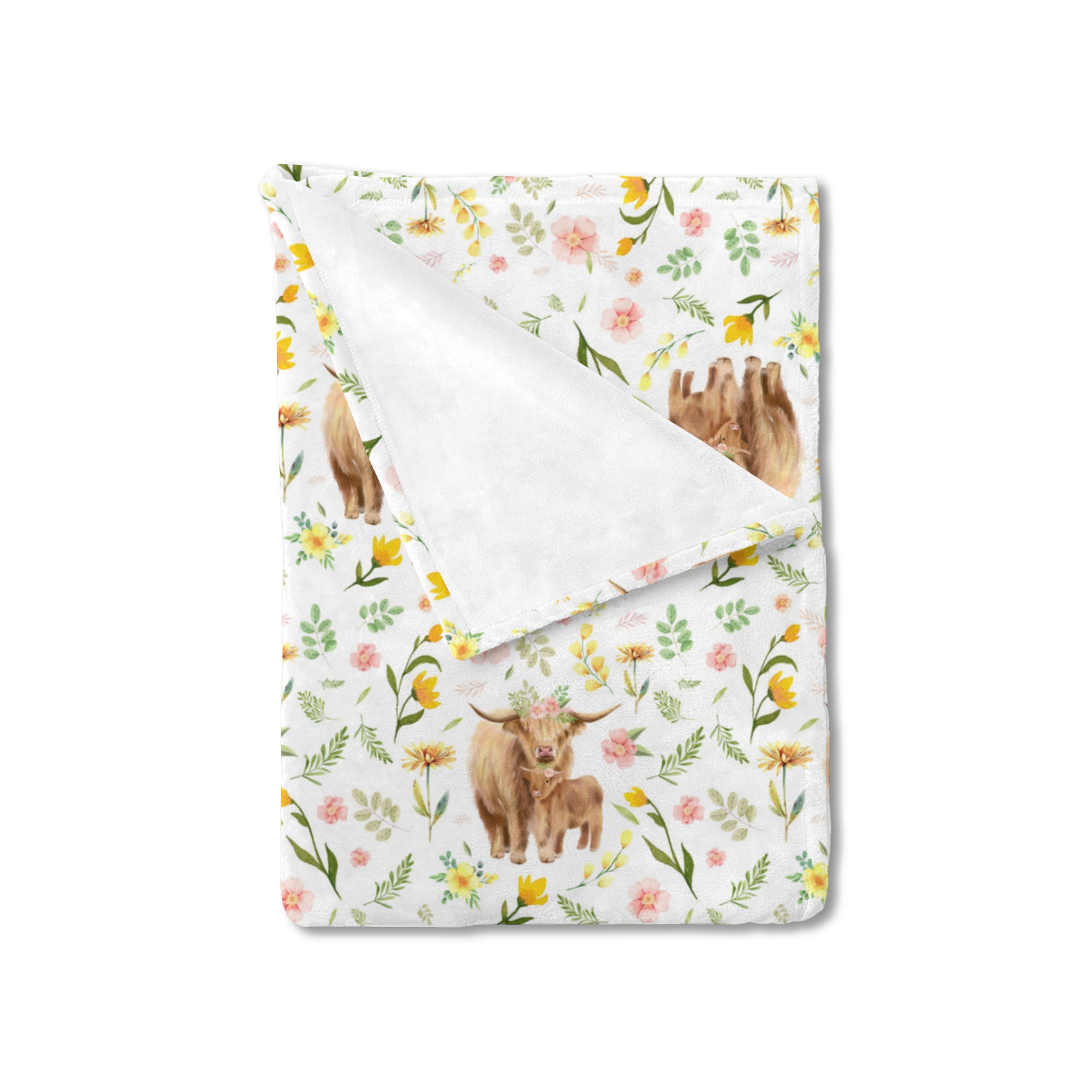 Highland Cow Boho Flowers Baby Blanket for Boy Girl Yak Retro Flowers ...