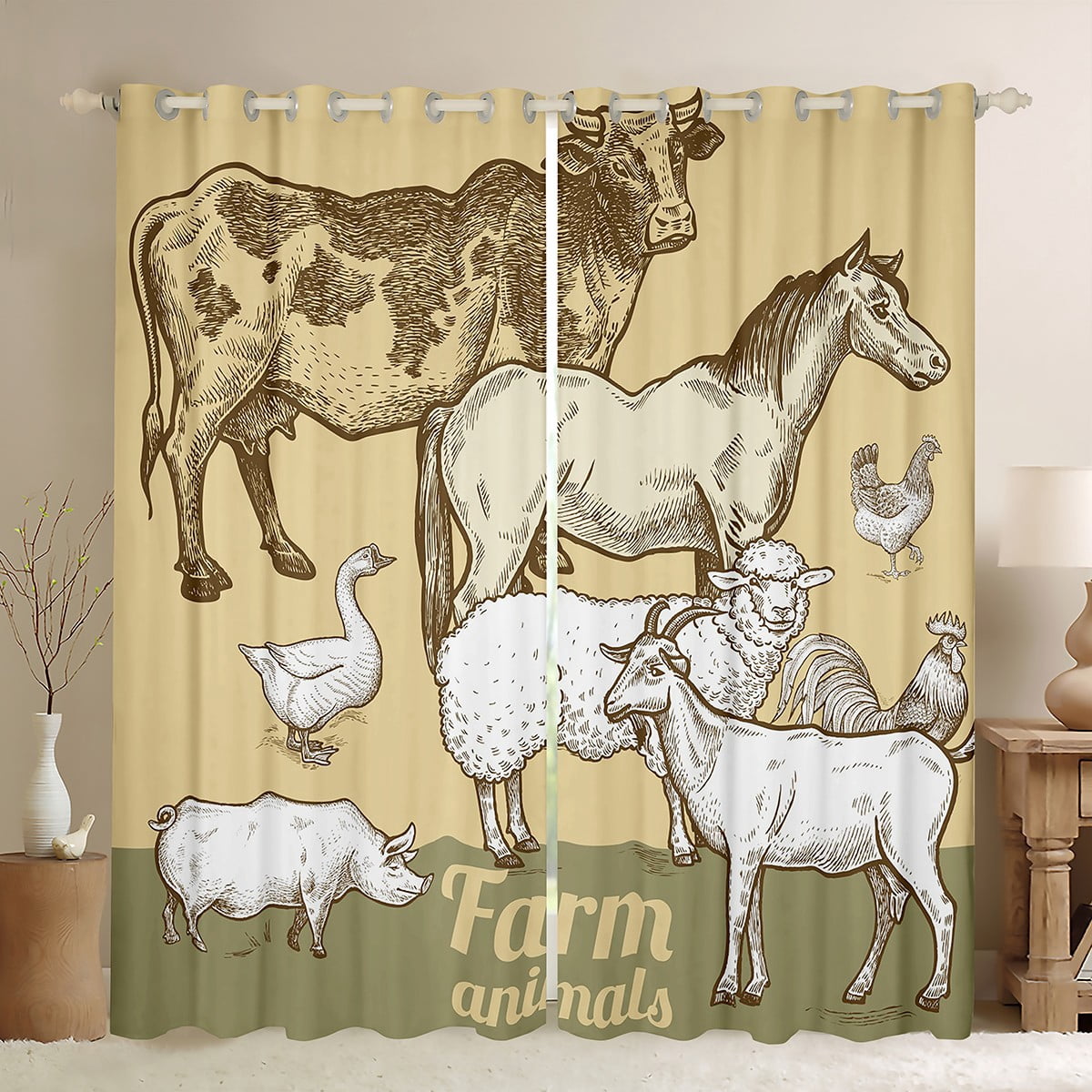 Highland Cow Bull Cattle Curtains & Drapes Horse Galloping Blackout ...