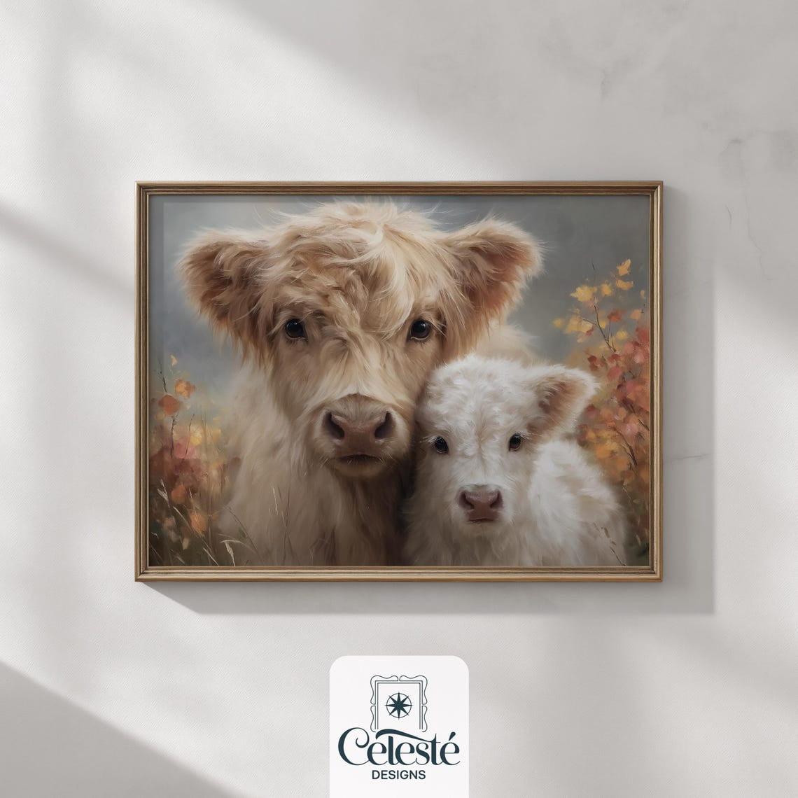 Highland Cow & Calf Print: Farmhouse Nursery Art #2425, Unframed Poster ...