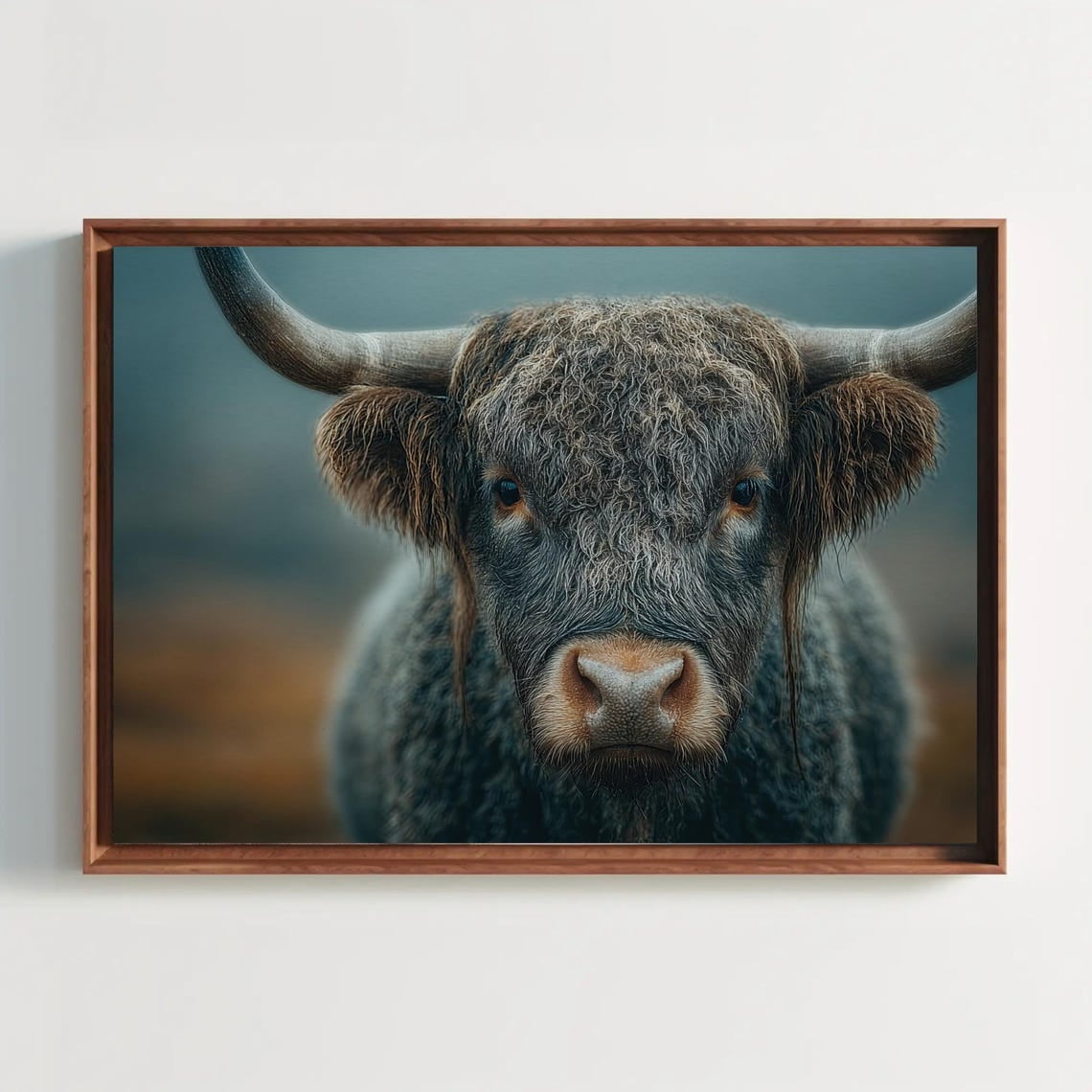 Highland Cow Canvas Wall Art, Realistic Farmhouse Animal Portrait ...