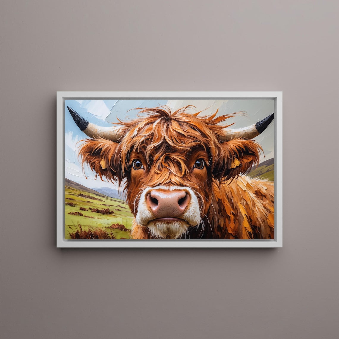 Highland Cow Canvas Wall Art | Rustic Farmhouse Animal Decor ...