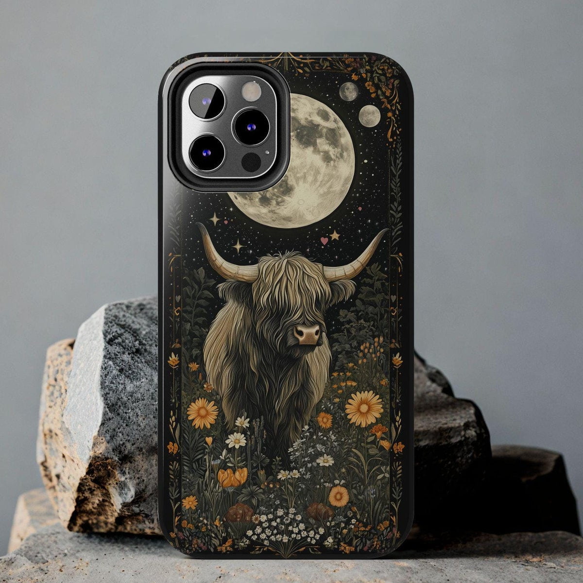 Highland Cow Celestial Boho Farm Animal Phone Case 17 16 15 14 13 12 11 ...