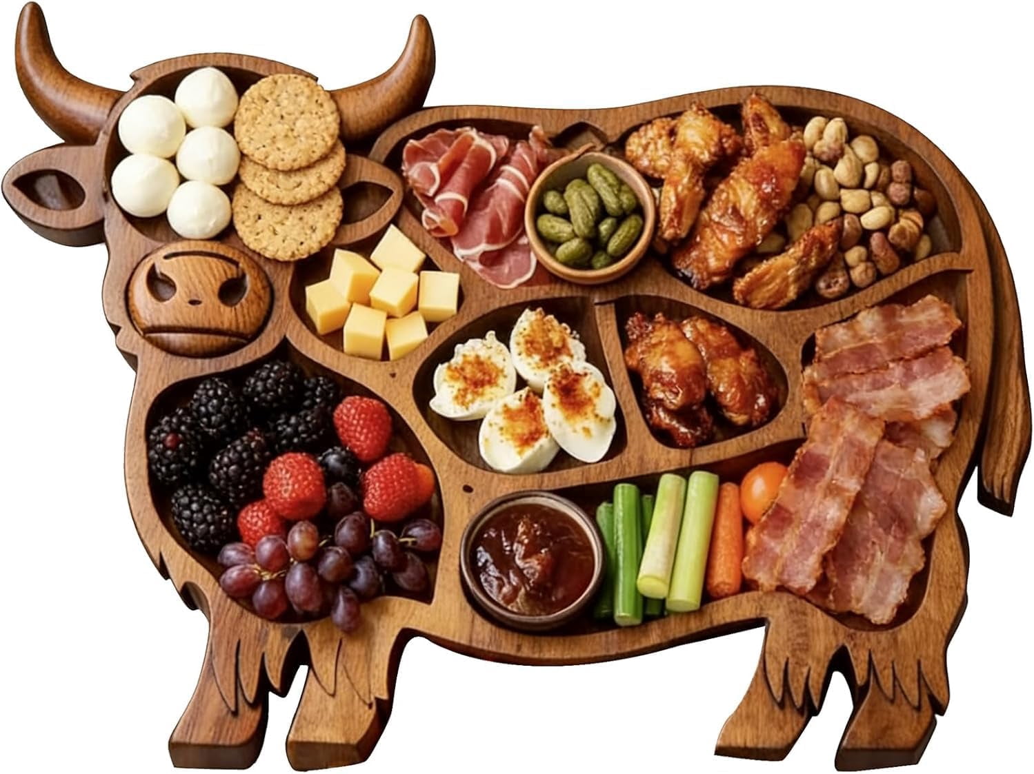Highland Cow Cheese Board — Rustic Wood Charcuterie Serving Board with ...