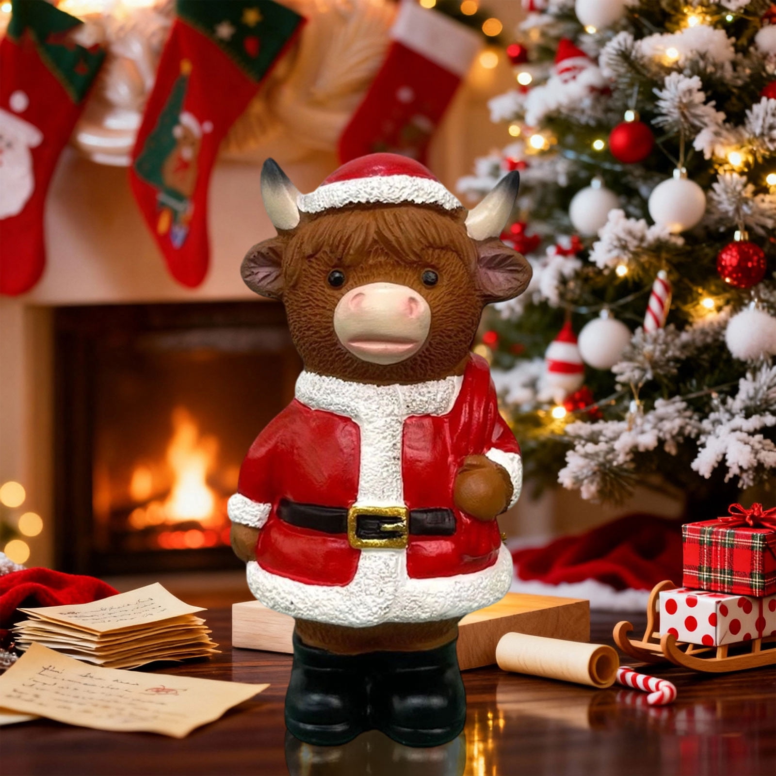 Highland Cow Christmas Decor, Highland Cow Figurines/Statues with _Nutc ...