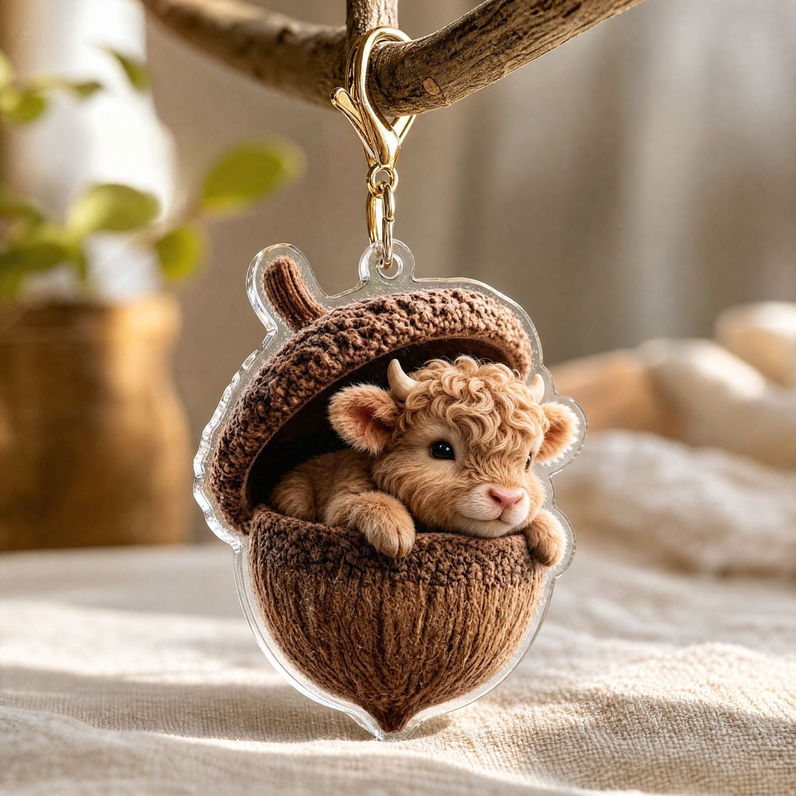 Highland Cow Christmas Ornaments, 2D Acrylic Keyring with Cute Highland ...