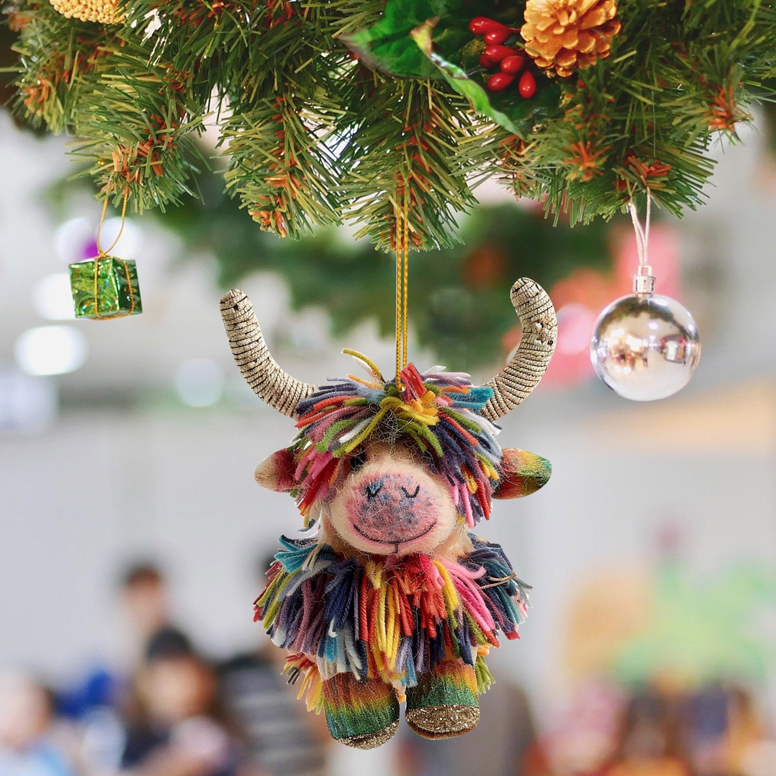 Highland Cow Christmas Ornaments - Cute 2D Acrylic Cow Pendants for ...