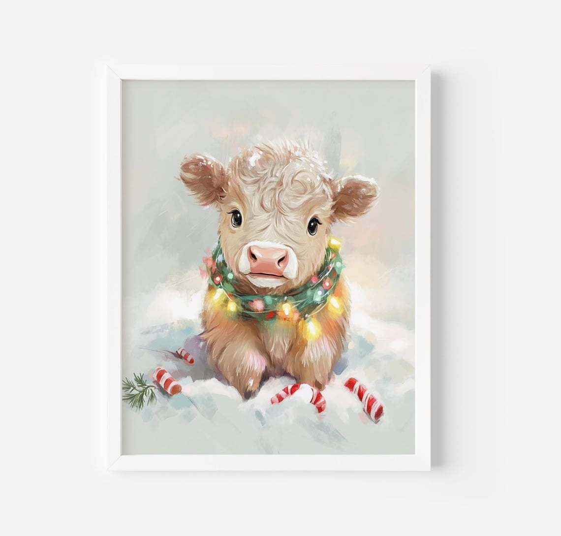 Highland Cow Christmas Print: Winter Holiday Decor #506, Unframed ...
