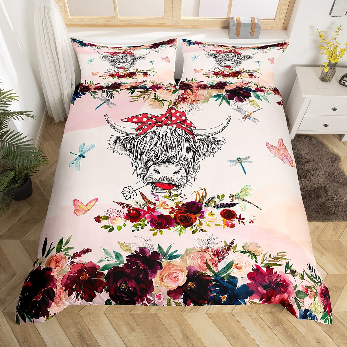 Highland Cow Comforter Cover Longhorn Bull Cattle Duvet Cover Women ...