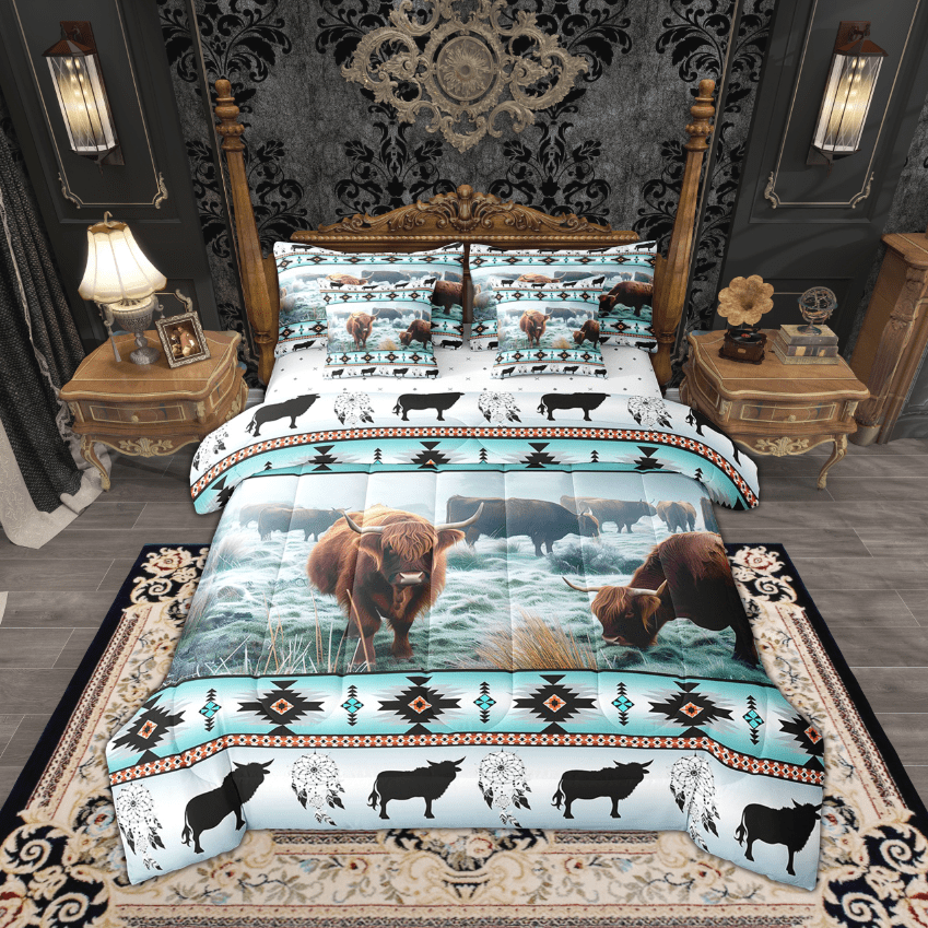 Highland Cow Comforter Set 7 Piece Bed in a Bag Twin,Tribe Arrow ...