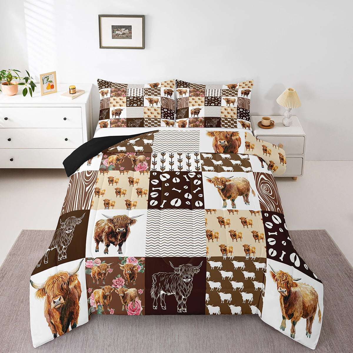 Highland Cow Comforter Set Western Animals Bed Set,Cowgirl Farm ...