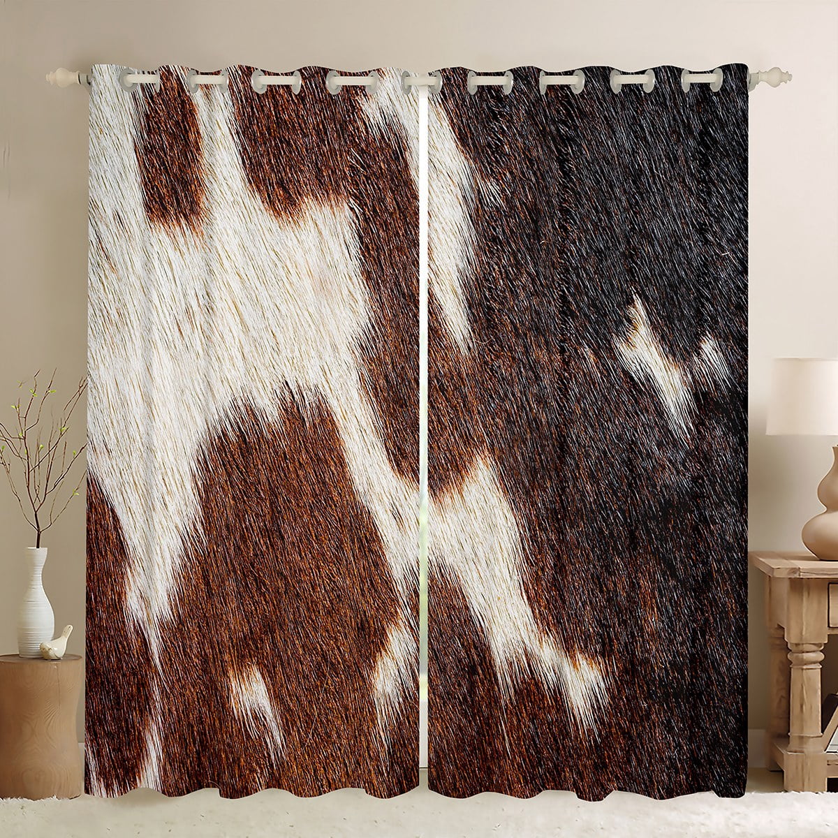 Highland Cow Cowhide Curtains & Drapes,Black Brown Milk Cow Print ...
