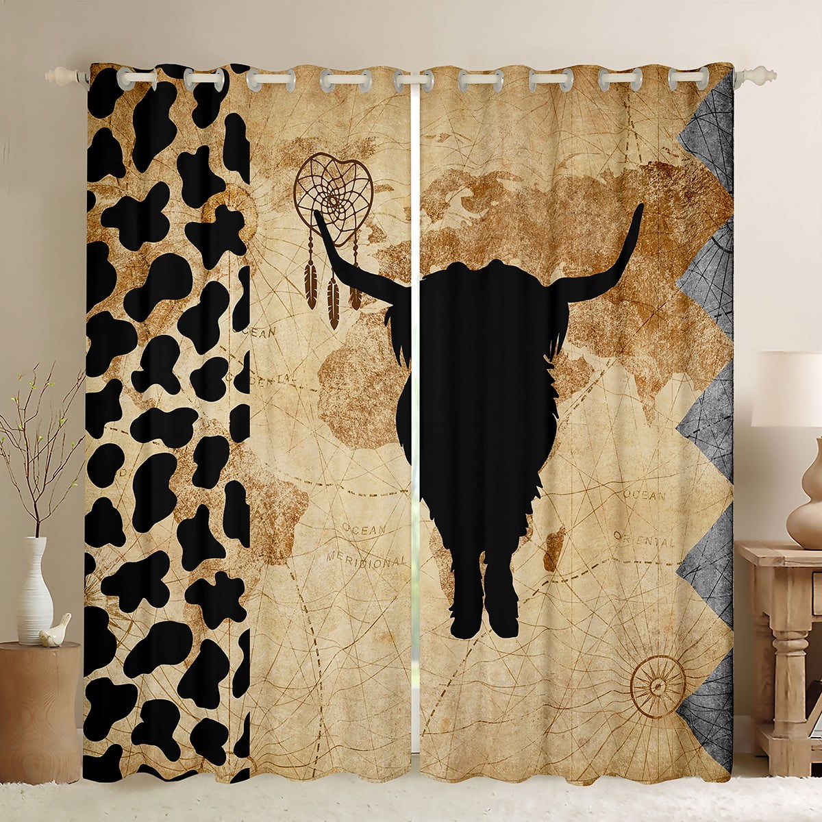 Highland Cow Curtains & Drapes Cowhide Window Curtains,Farm Animals ...