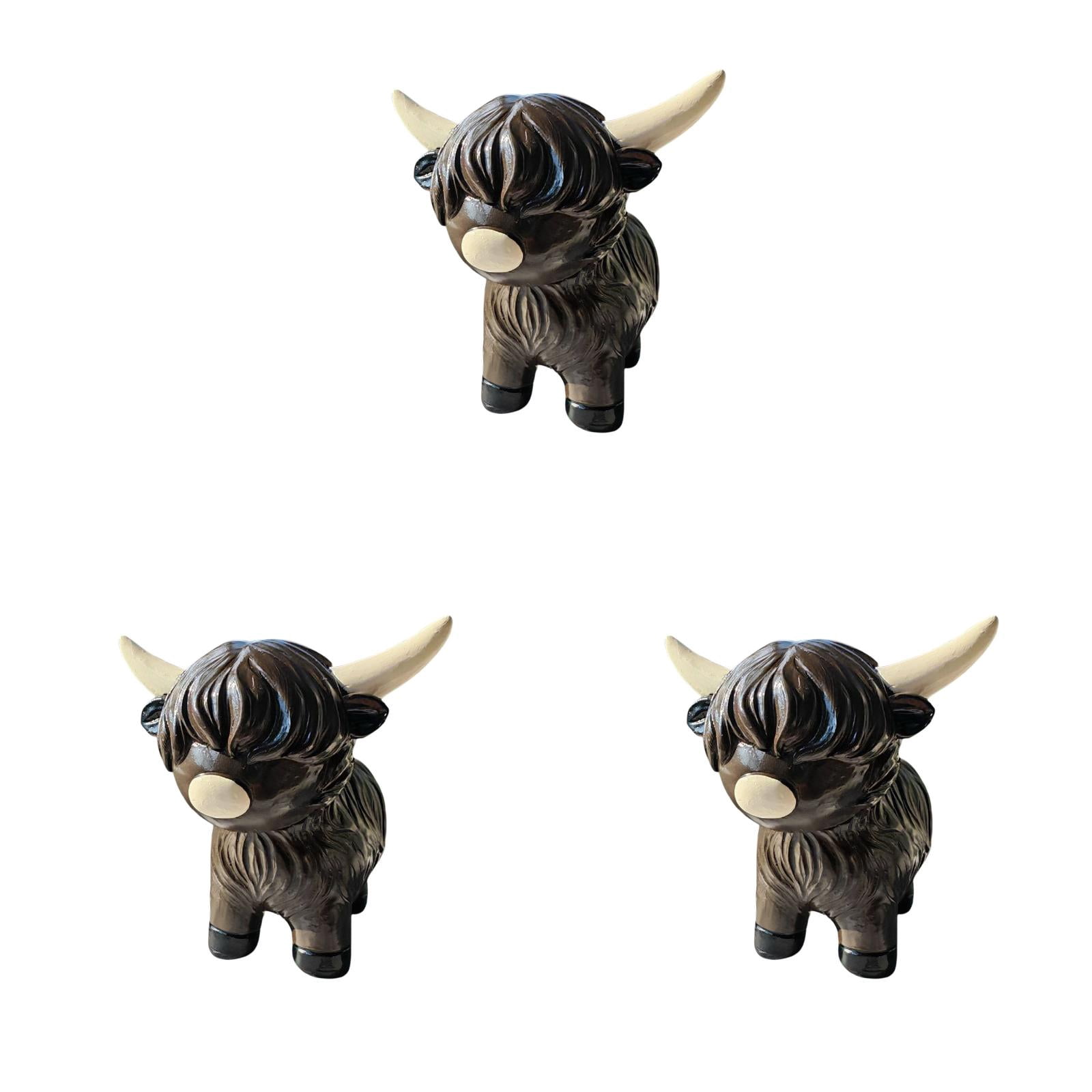 Highland Cow Decor, 4.3x4 Inch Resin Animal Figurine, Cute Scottish ...