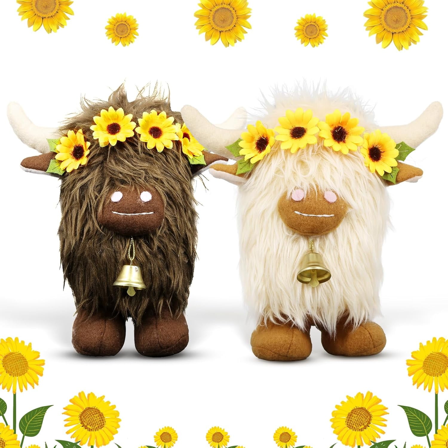 Highland Cow Decor - Spring Scottish Cow Plush Gnomes Decorations for ...