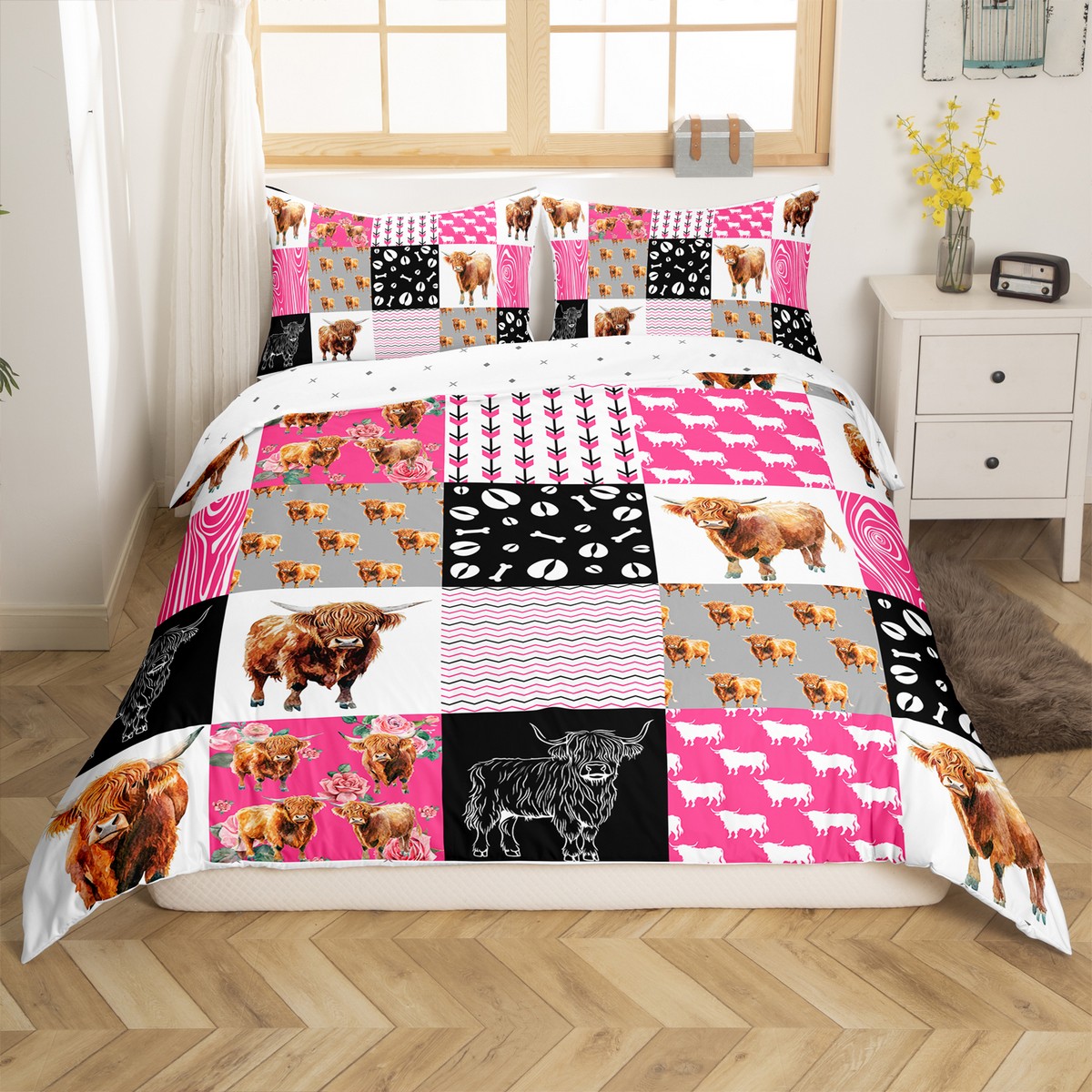 Highland Cow Duvet Cover Set Farm Animals King Bedding Set,Western ...