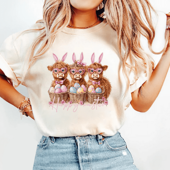 Highland Cow Easter Day Shirt - Walmart.com