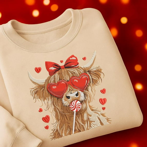 Highland Cow Embroidery File, Valentine Coquette Embroidery, Valentine ...