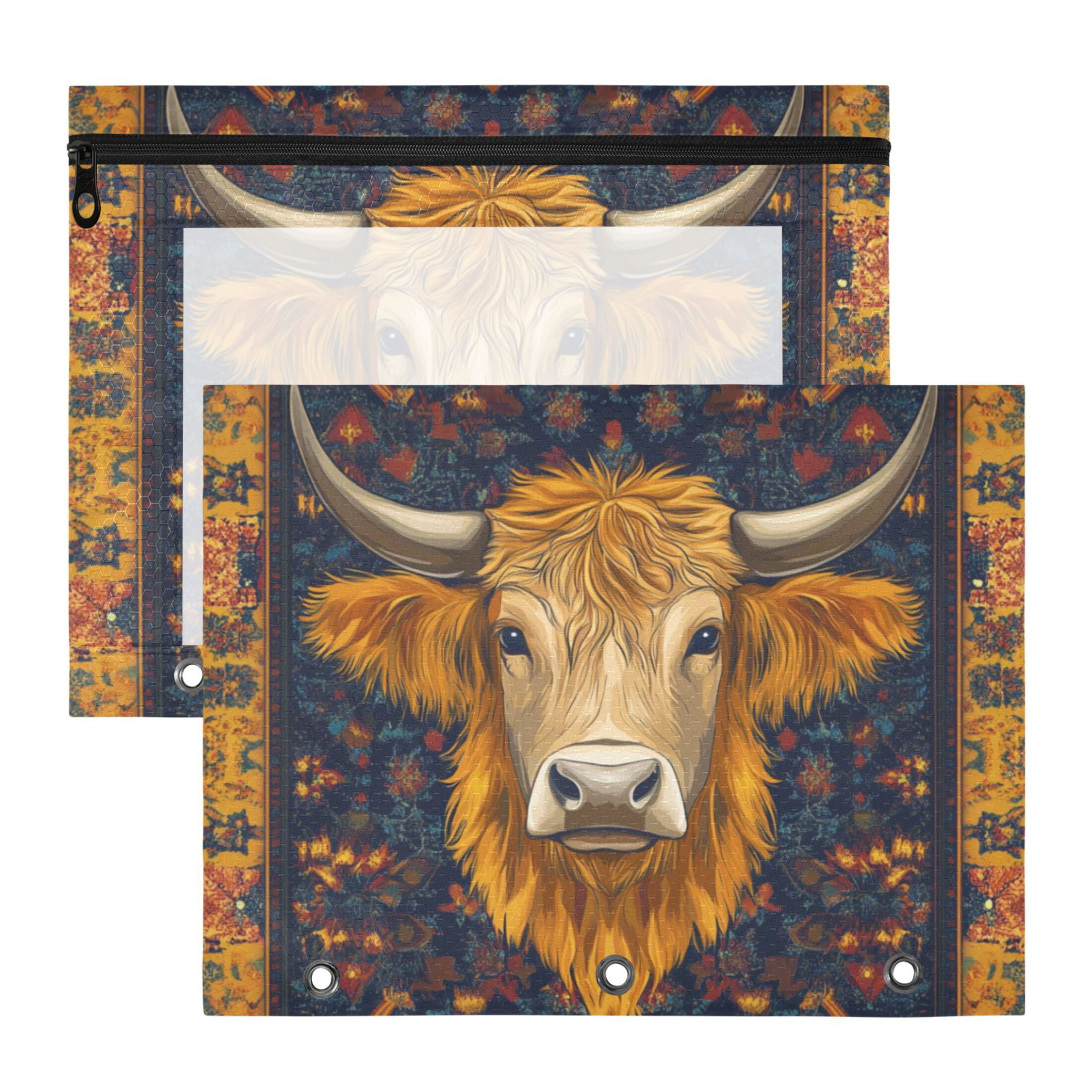 Highland Cow Face on Gorgeous Blanket 3-Ring Binder Pouches A4 Size ...